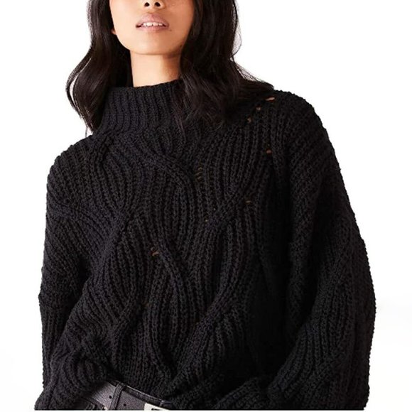Free People | Sweaters | Free People Sweater Womens Black Cotton ...